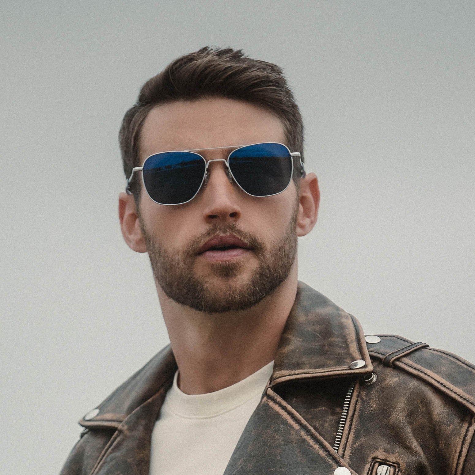 Aviator Matte Chrome & Atlantic Blue Sunglasses | Randolph USA