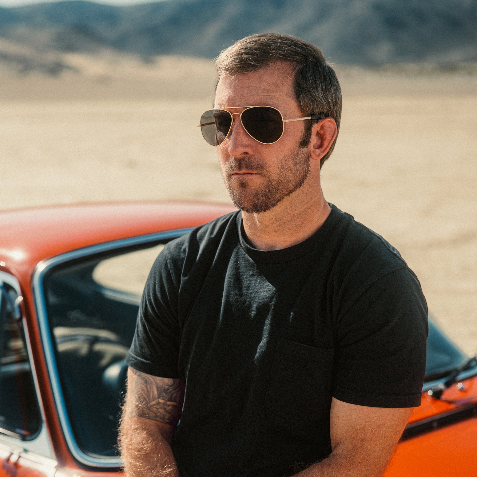 Randolph USA - Driveworks Sunglasses - 23k Satin Gold & Apex Gray