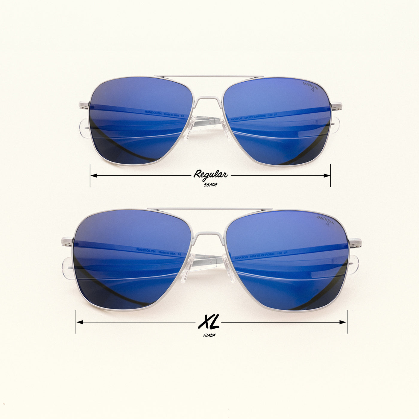 Aviator Matte Chrome & Atlantic Blue Sunglasses | Randolph USA