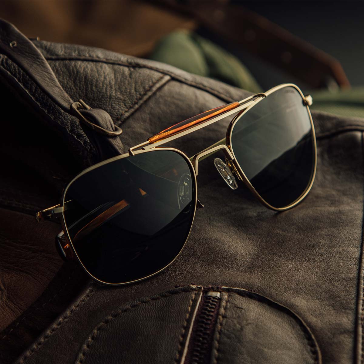 Aviator II 23K Gold & American Tan Sunglasses | Randolph USA